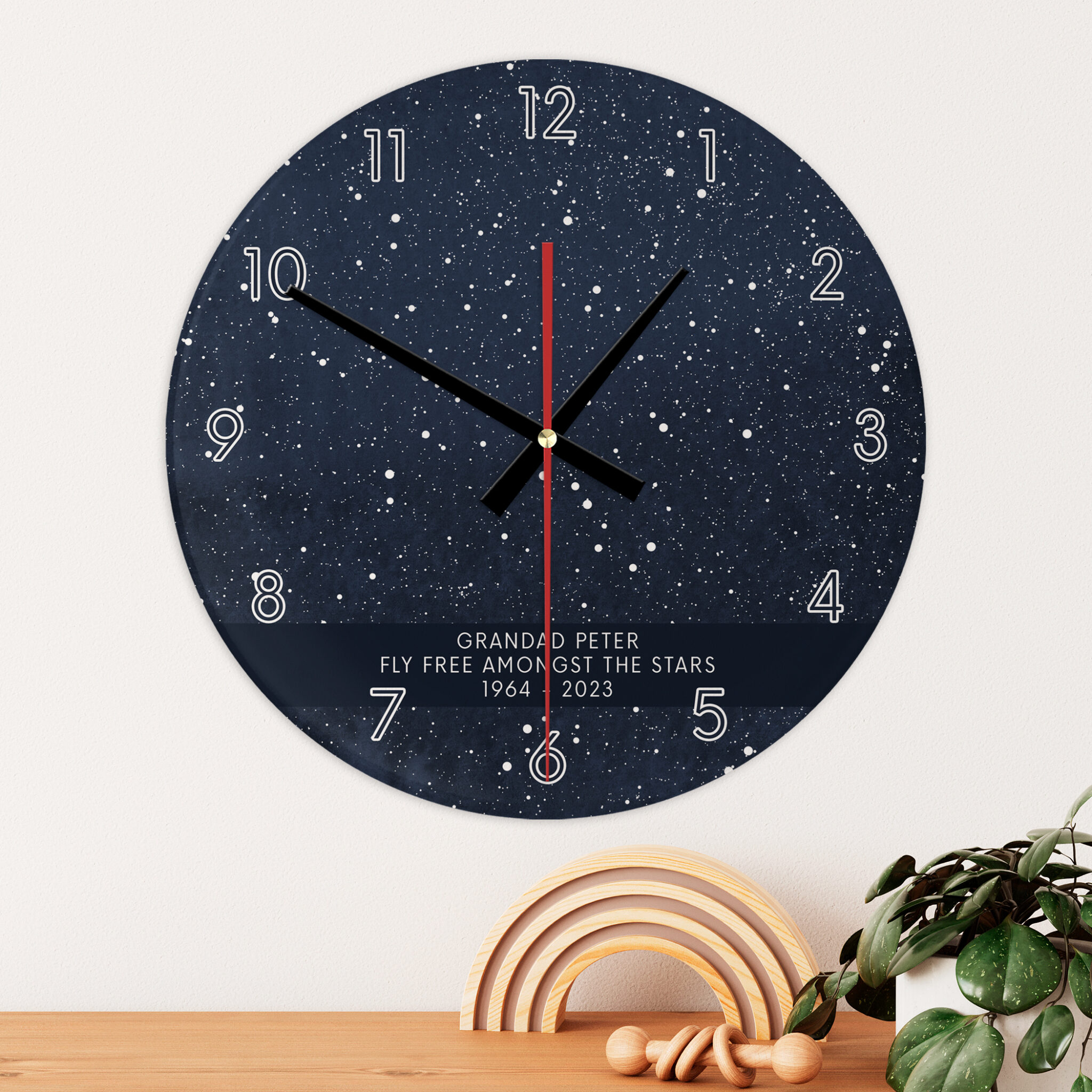 Midnight Banner Star Map Personalised Glass Clock | Giftie Trade
