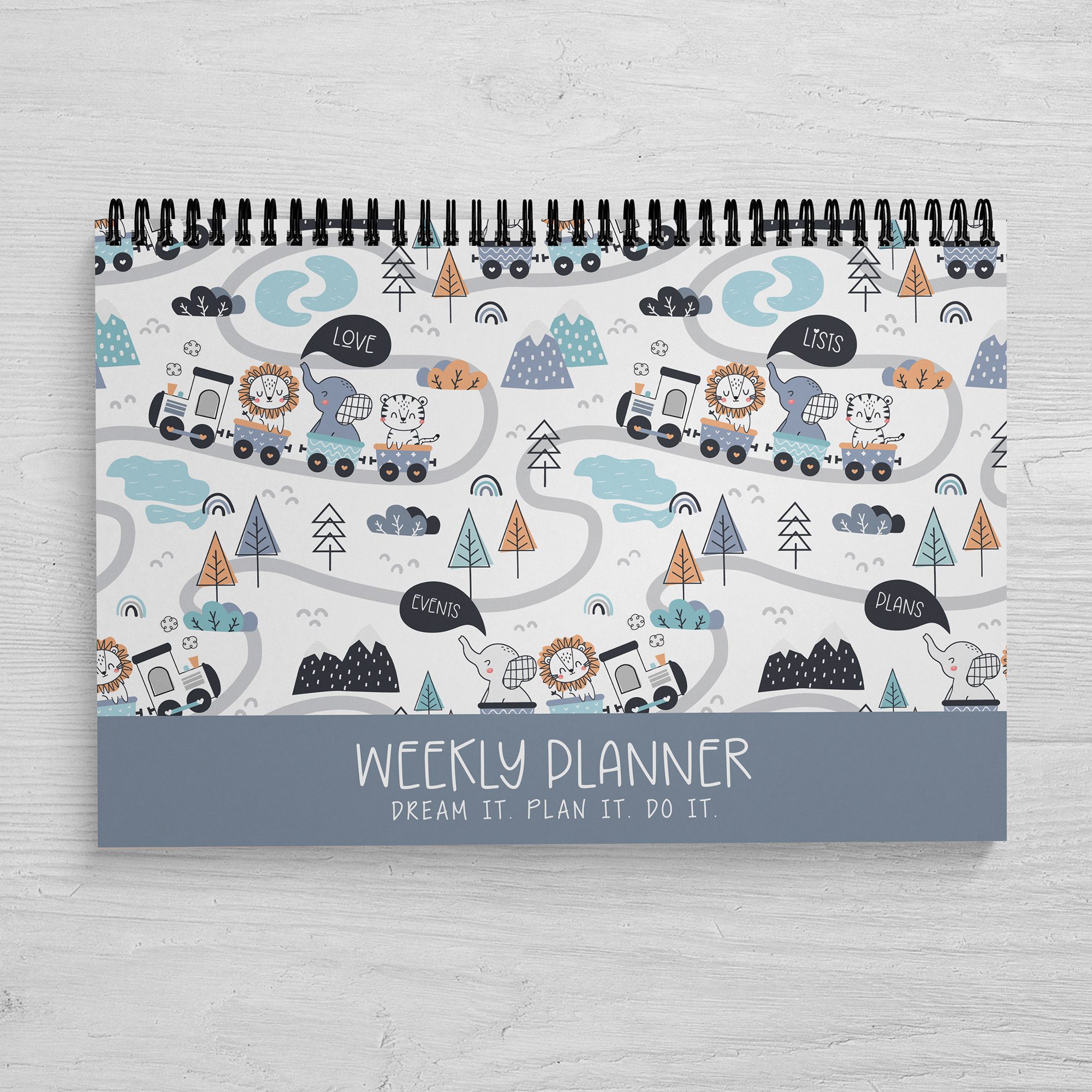 Animal Train A4 Weekly Desk Planner | The Giftie Trade Portal